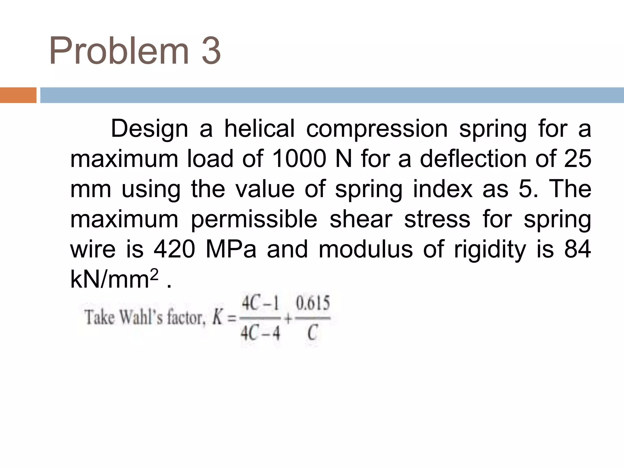 Mechanical Springs lecture 3 problems 1 | PPTX