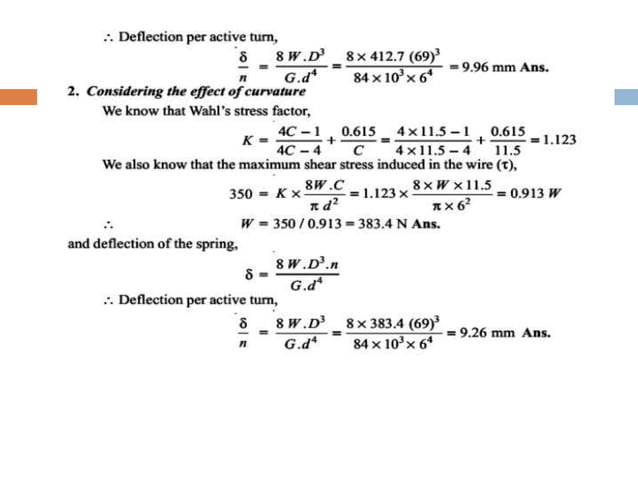 Mechanical Springs lecture 3 problems 1 | PPTX