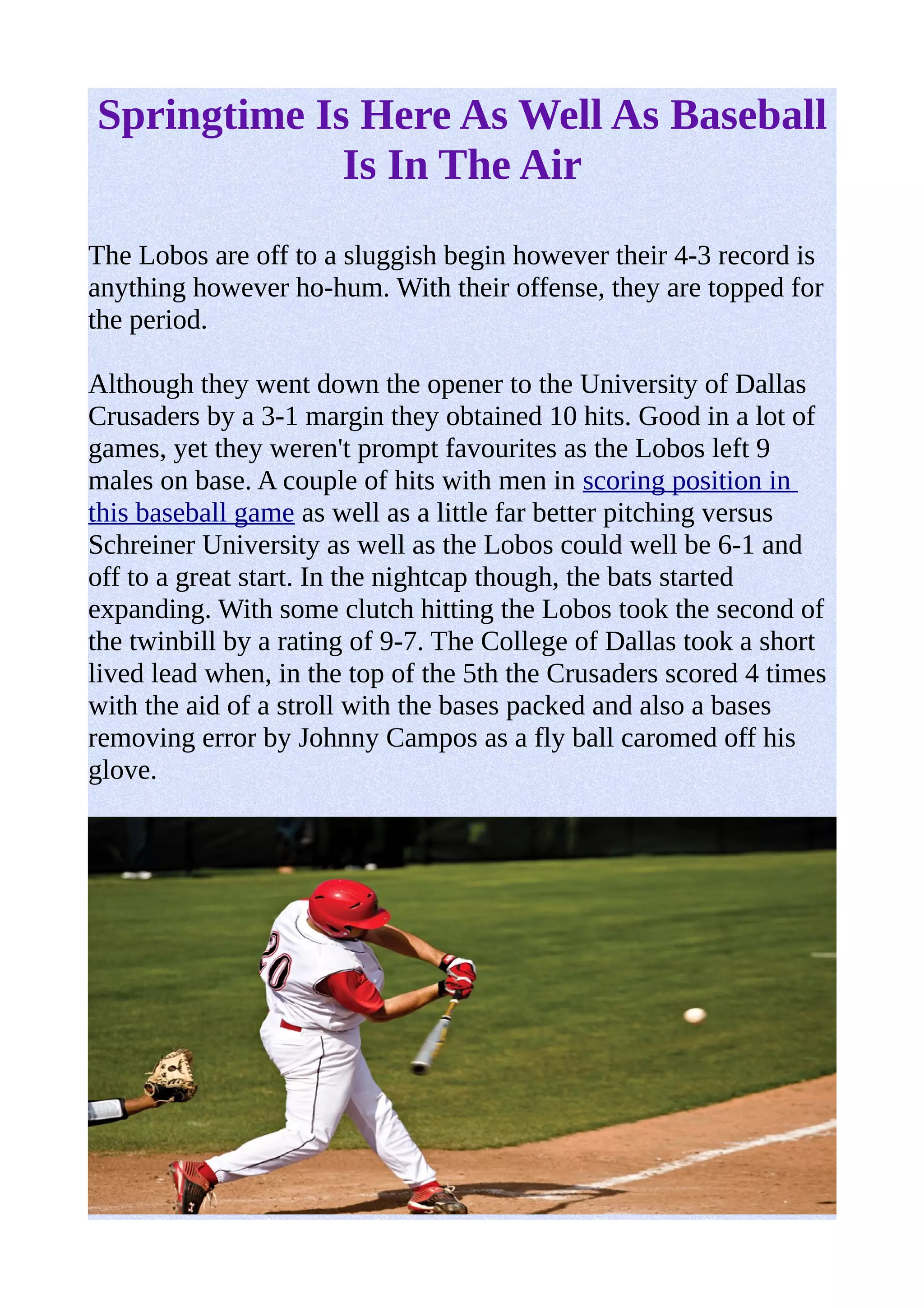 Springtime is here as well as baseball is in the air | PDF