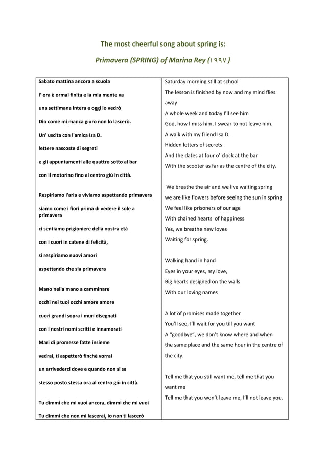 Springtime song | PDF