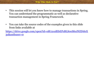 Spring Transaction Management | PPTX