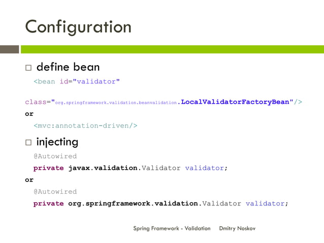 Spring Framework Validation Ppt