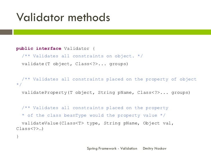 Spring Framework - Validation