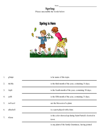 Spring worksheet | PDF