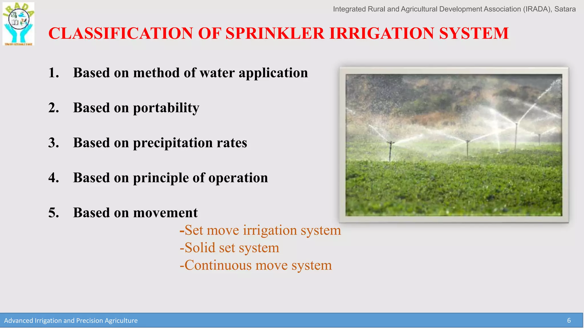 Introduction of Sprinkler Irrigation system And Its Type | PPTX
