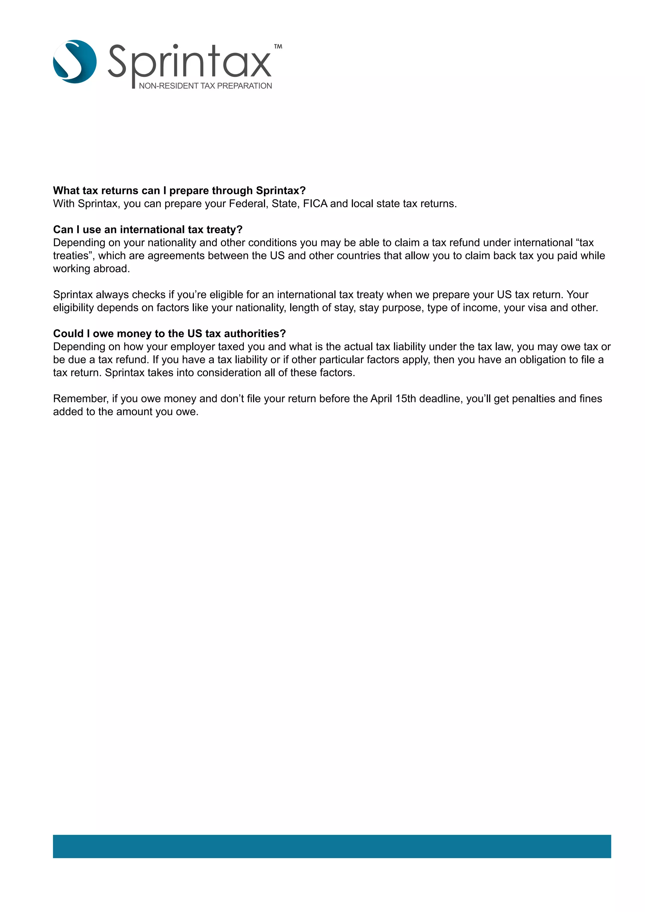 Sprintax Federal Tax Filing Checklist + Reviews | PDF