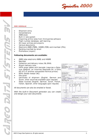Sprinter 2000 English Brochure | PDF