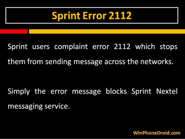 How To Fix Sprint Error 2112