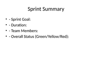 Template to track sprint progress and create report | PPTX