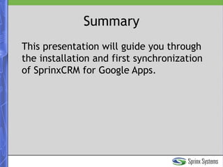 SprinxCRM for Google Apps | PPTX