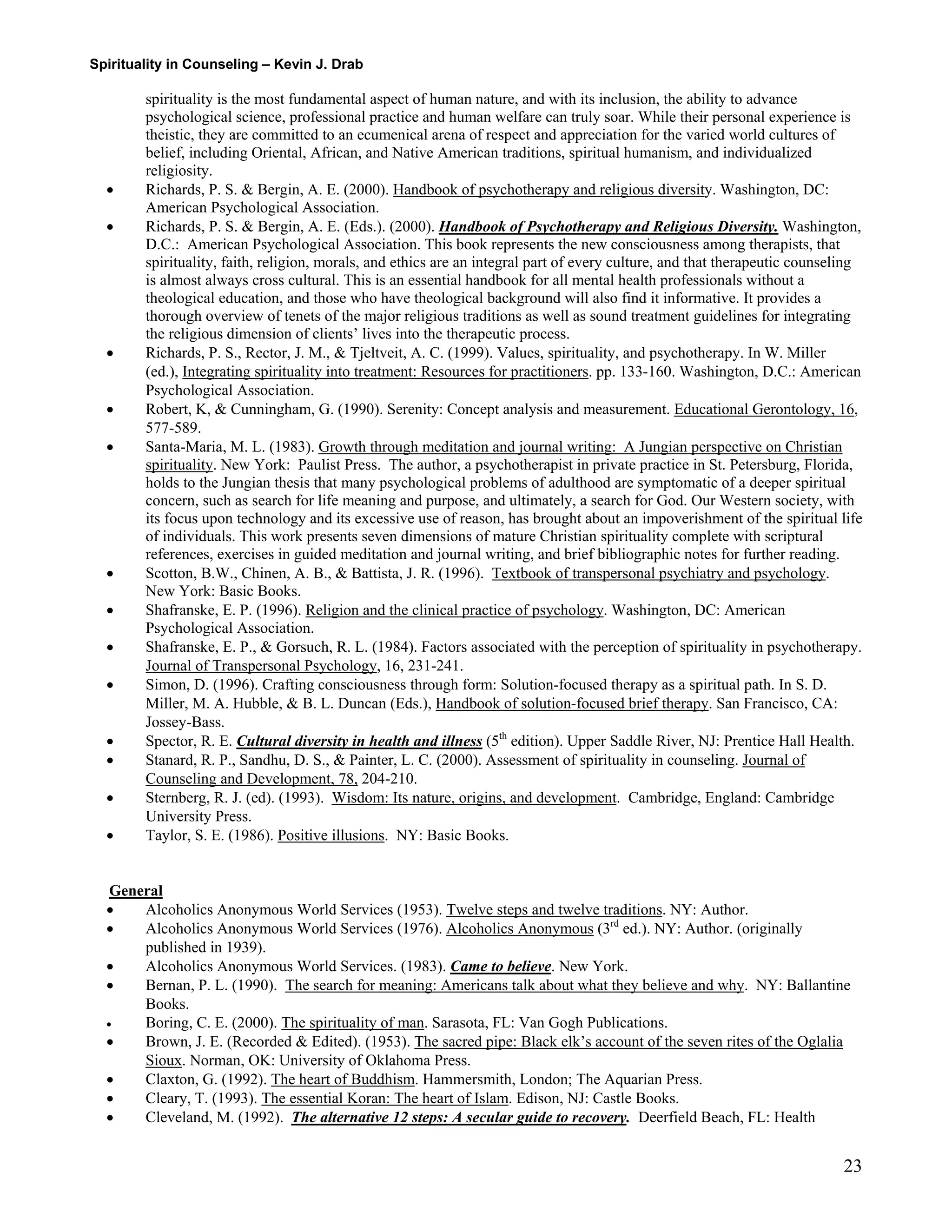APPLICATIONS OF SPIRITUALITY IN THERAPY | PDF | Spirituality | Religion ...