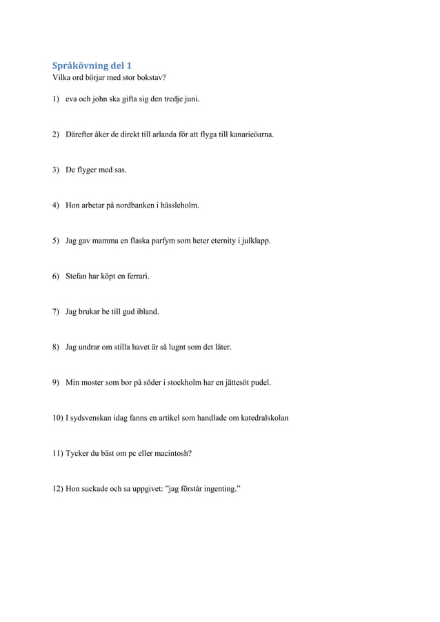 Språkövningar | DOCX | Fitness and Exercise | Healthy Living