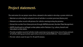 Automatic Vehicle Entry Exit Log - Senior Year Project | PPTX