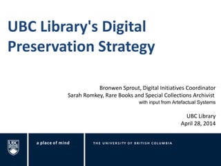 UBC Library's Digital Preservation Strategy | PPT