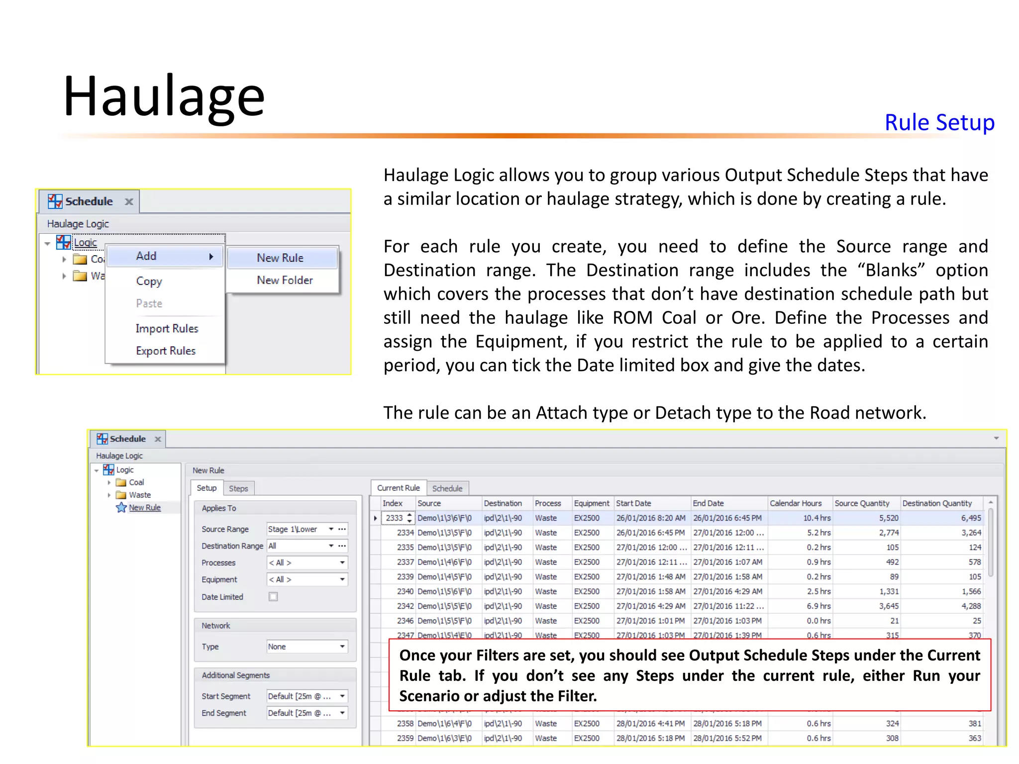 Spry Scheduling and Haulage model - Tutorial | PPTX