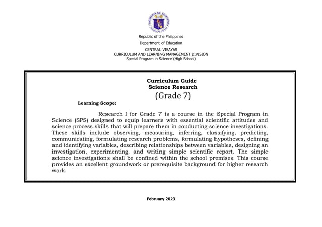 SPS-GRADE-7-ELECTIVE-SCIENCE-RESEARCH-V2-1.docx | Science