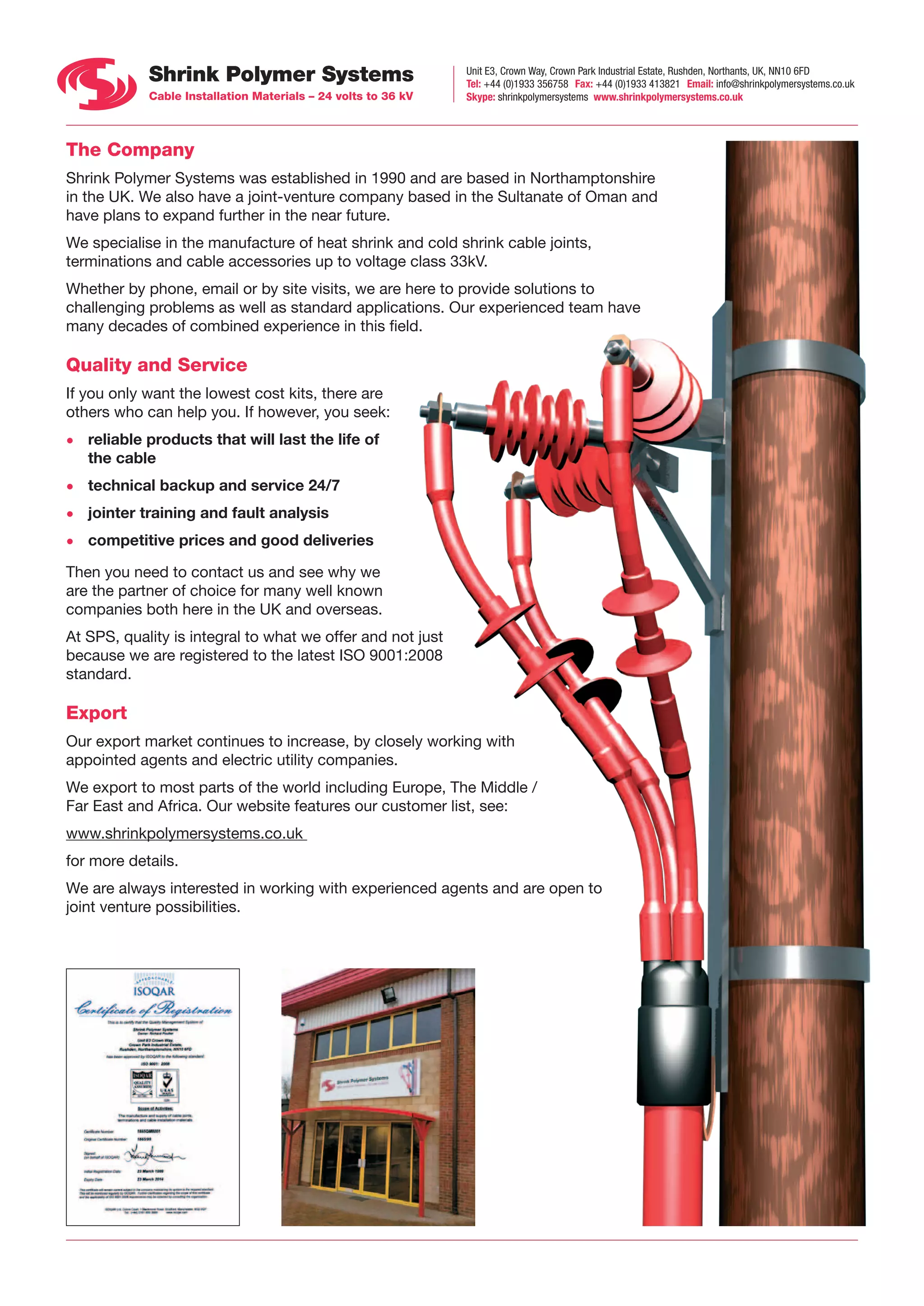 SPS - LV MV Heat Shrink Cable Joints & Terminations (Full Catalogue) | PDF