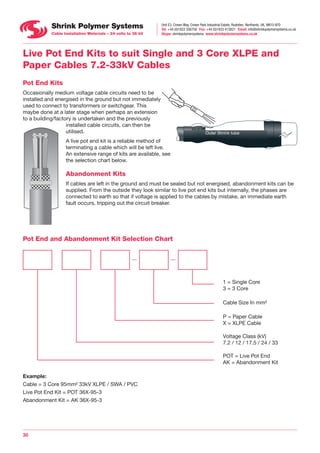 SPS - LV MV Heat Shrink Cable Joints & Terminations (Full Catalogue) | PDF