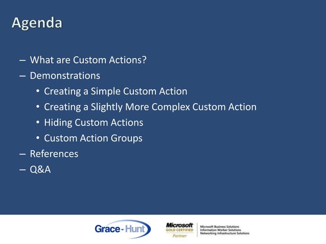 Introduction To Developing Custom Actions Within Sharepoint Ppt