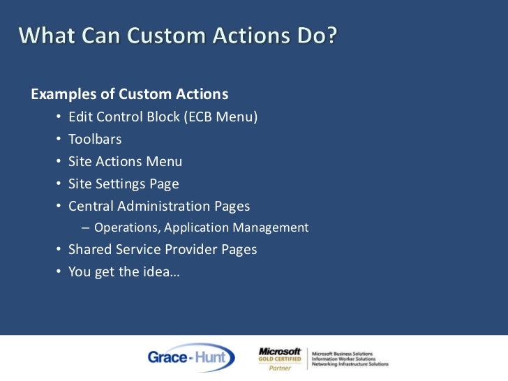 Introduction To Developing Custom Actions Within Sharepoint