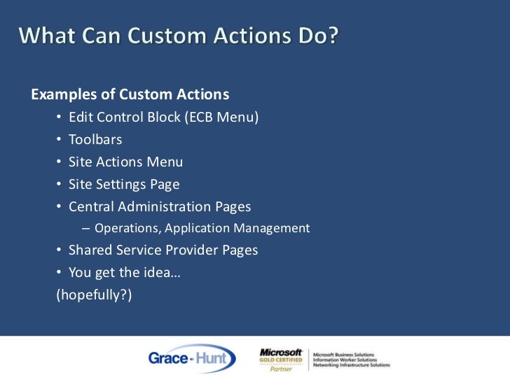 Introduction To Developing Custom Actions Within Sharepoint