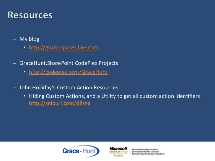 Introduction To Developing Custom Actions Within Sharepoint