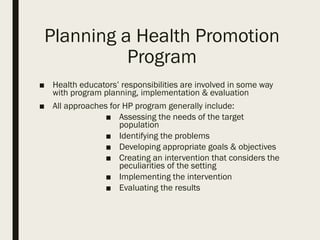 Sps160 chapter 7 planning of health promotion | PPT
