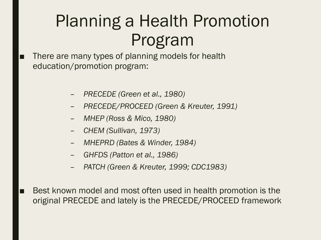 Sps160 chapter 7 planning of health promotion | PDF