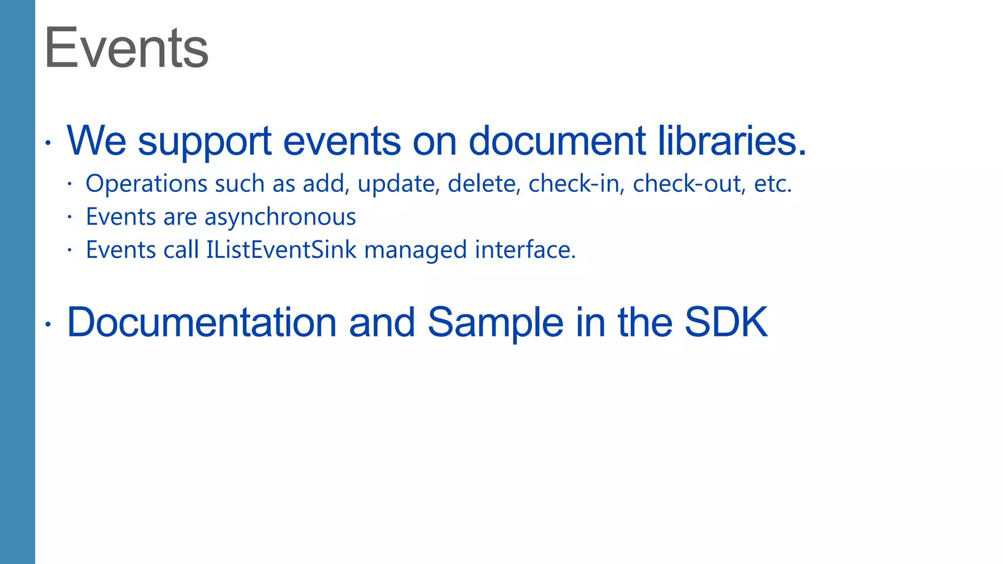 SharePoint Object Model, Web Services and Events | PPT