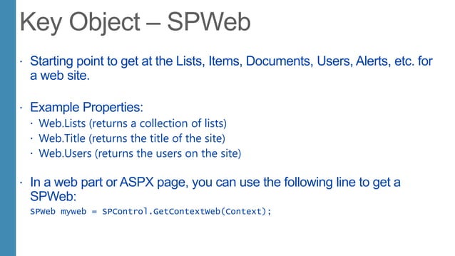 SharePoint Object Model, Web Services and Events | PPT