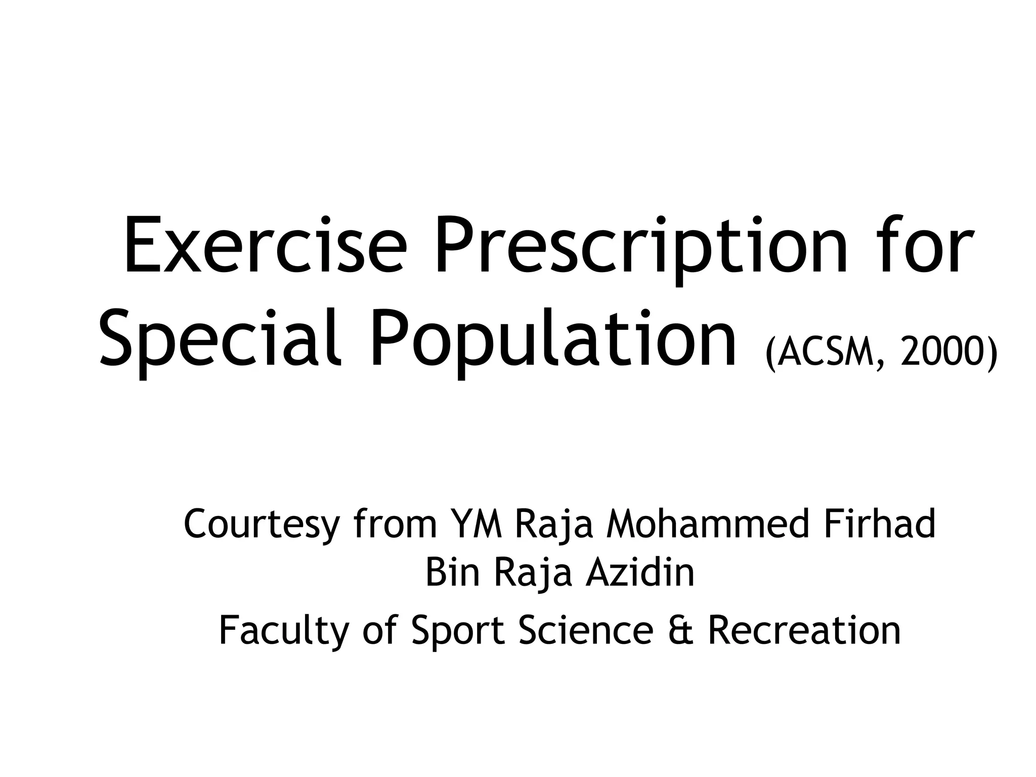 Sps451 t11 exercise for special population | PDF | Pregnancy | Reproductive Health