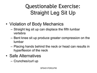 Sps451 t9 questionable exercises & safe alternatives | PPT