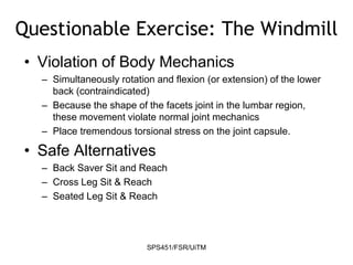 Sps451 t9 questionable exercises & safe alternatives | PPT