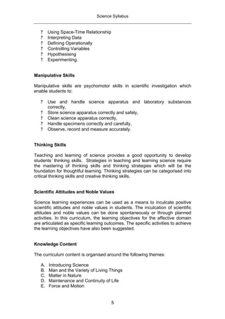 Secondary Science Syllabus | PDF