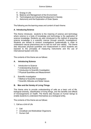 Secondary Science Syllabus | PDF