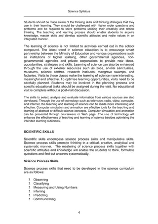 Secondary Science Syllabus | PDF