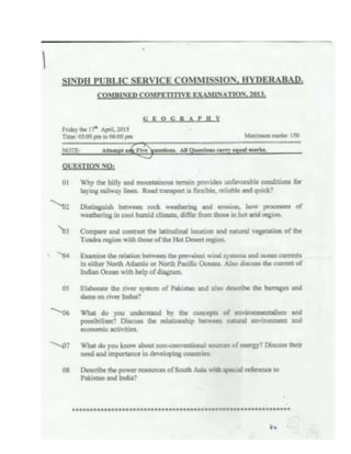 SPSC PCS Past papers | PDF
