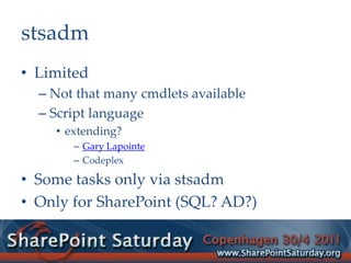 Automating SharePoint 2010 administration tasks with PowerShell | PPT