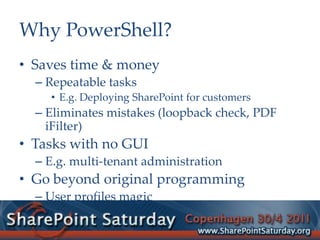 Automating SharePoint 2010 administration tasks with PowerShell | PPT