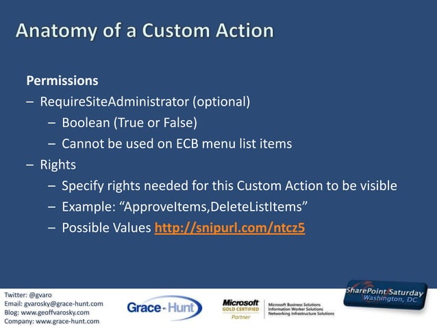 Sharepoint Saturday Dc 12509 Introduction To Developing Custom Actions Within Sharepoint Ppt