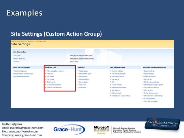 Sharepoint Saturday Dc 12509 Introduction To Developing Custom Actions Within Sharepoint Ppt
