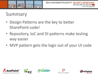 Writing Testable Code in SharePoint | PPTX