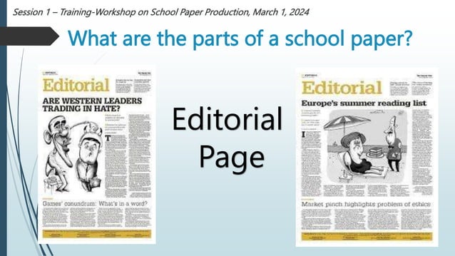 Overview of School Paper Production - Seminar-Workshop on School Paper ...