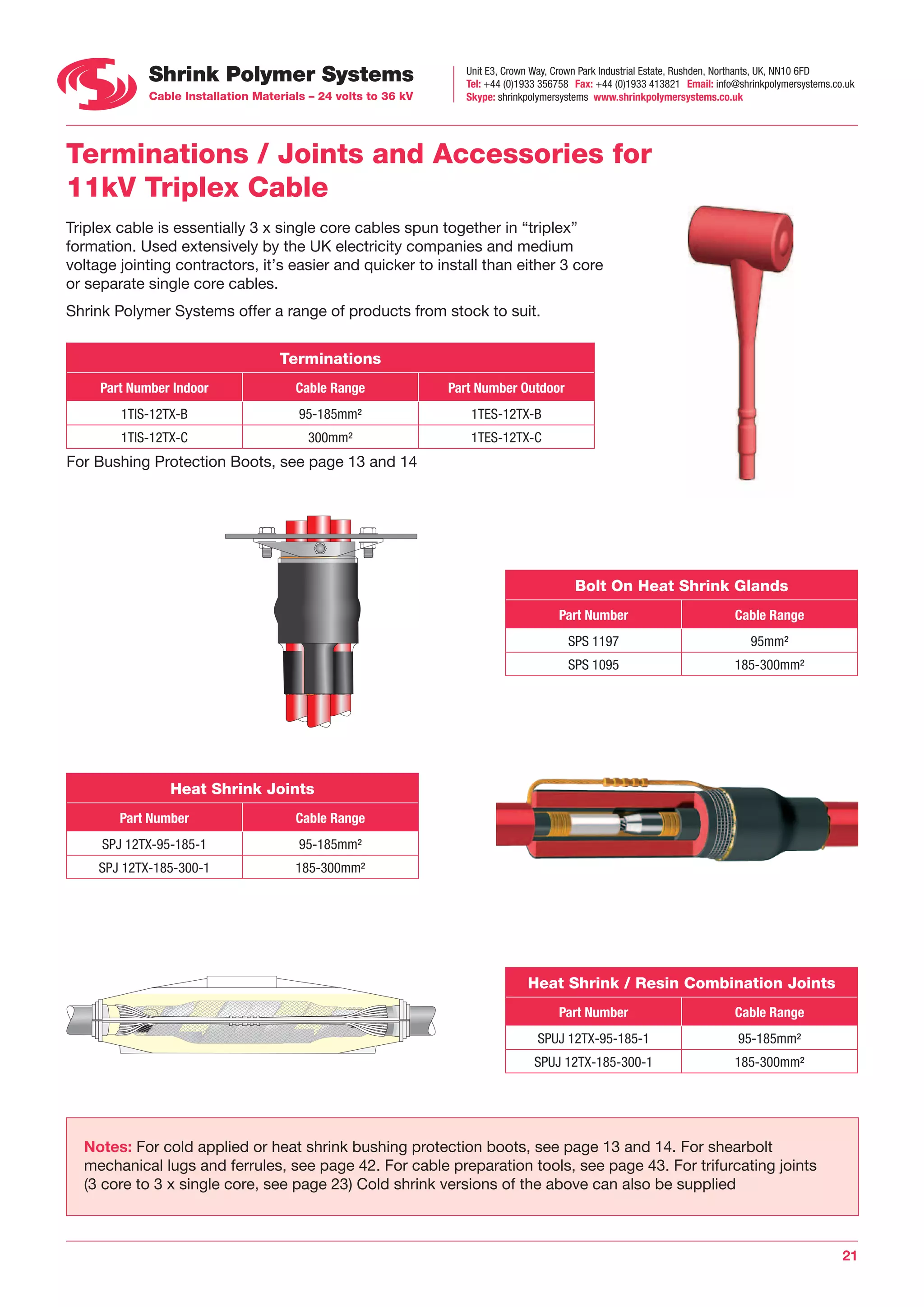 SPS Heat Shrink Cable Joints & Terminations 11kV Triplex - Selection ...