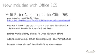 SPSLisbon 2017 Office 365 Multi-factor Authentication with Microsoft ...