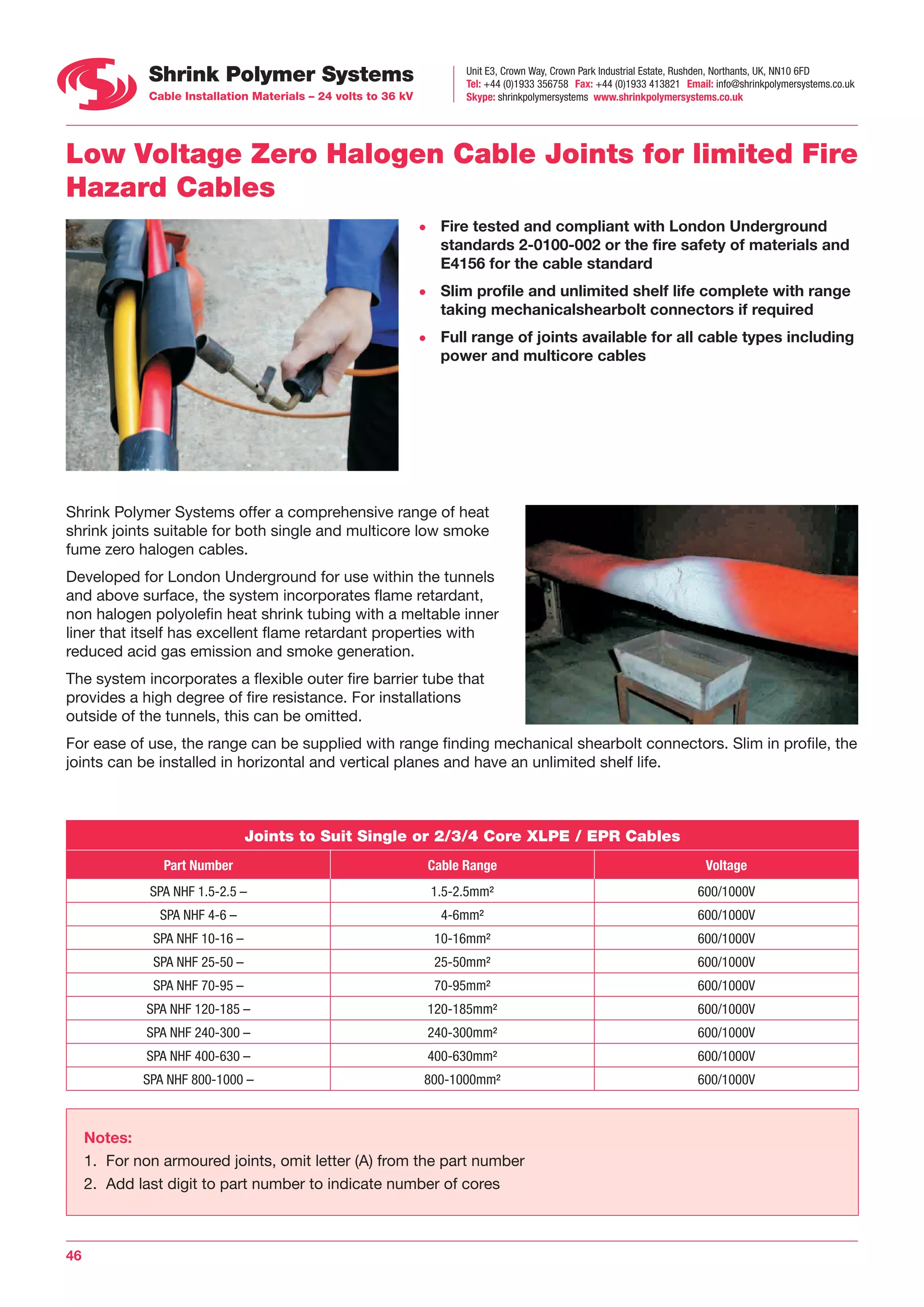 SPS Low Voltage Zero Halogen Cable Joints For Limited Fire Hazard ...