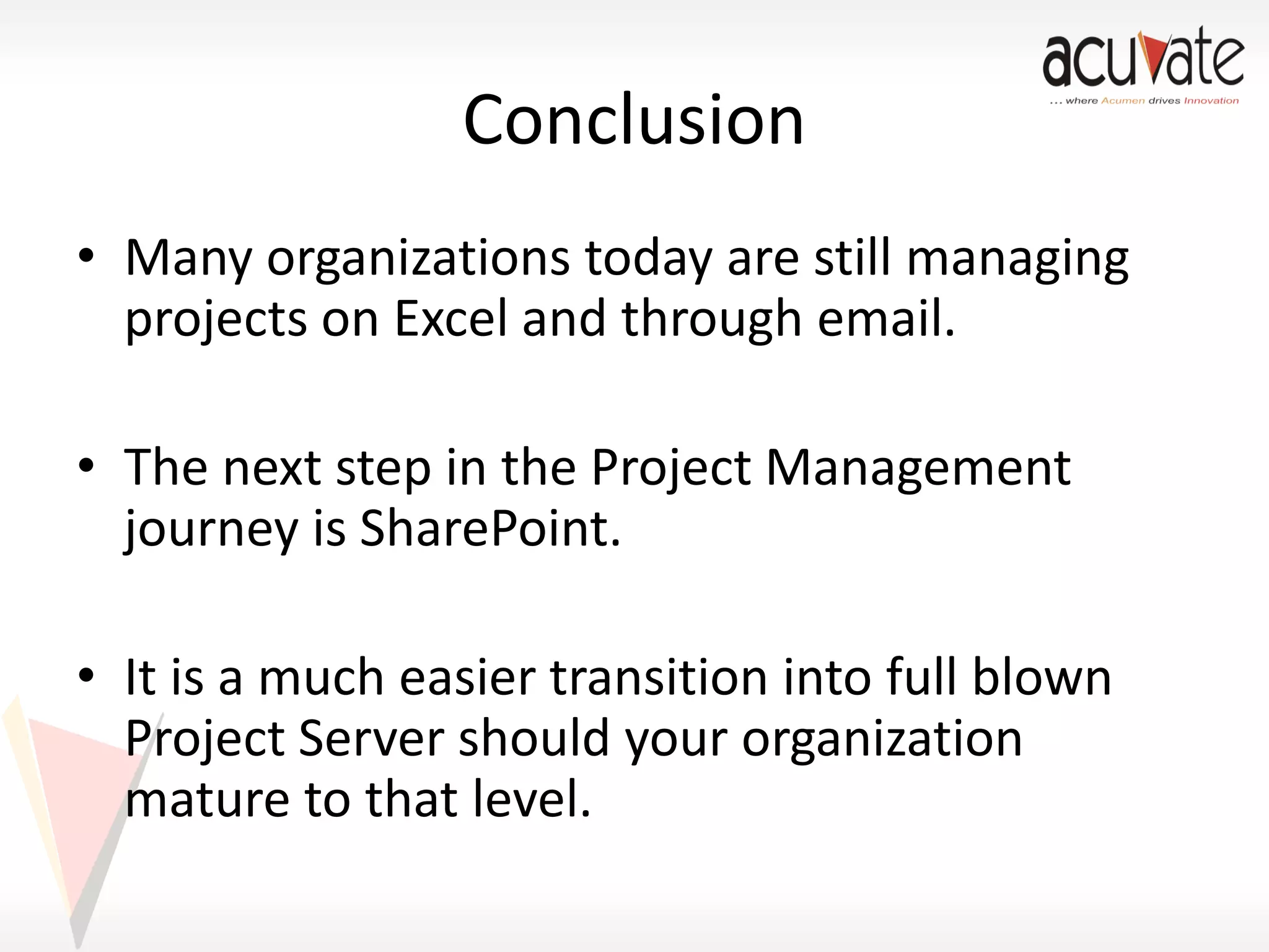 "5 Inspiring Reasons to Manage Projects on SharePoint 2013" SPSRED13 | PDF