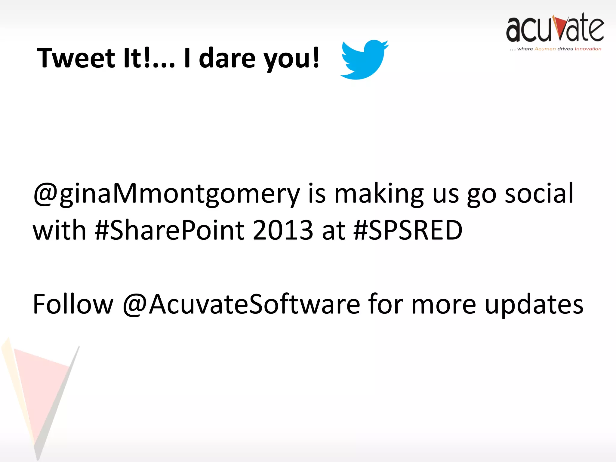 "5 Inspiring Reasons to Manage Projects on SharePoint 2013" SPSRED13 | PDF