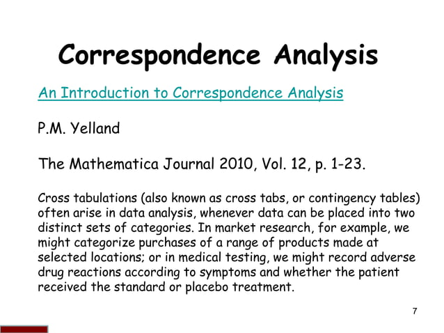 CORRESPONDENCE ANALYSIS PRESENTATIONspss3.ppt