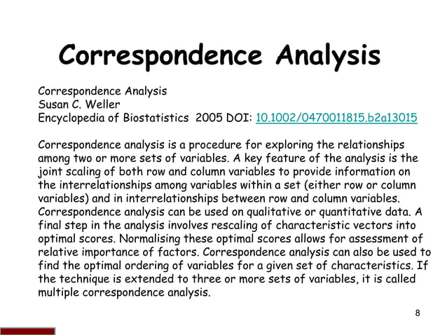 CORRESPONDENCE ANALYSIS PRESENTATIONspss3.ppt